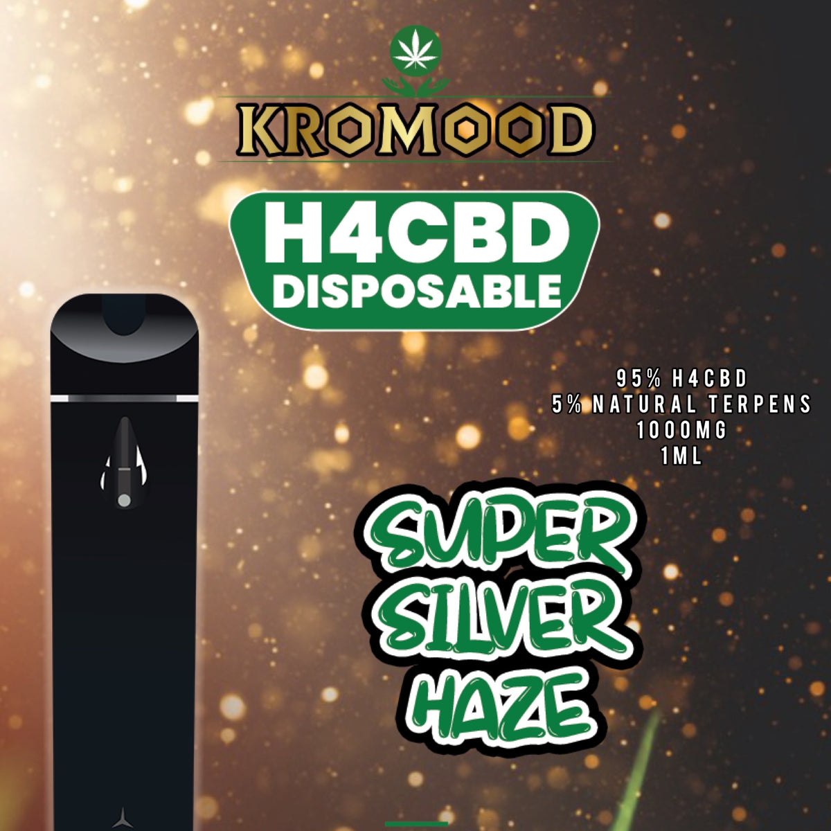 KroMood Puff Jetable - Super Silver Haze - 95% H4CBD/1000MG - 1ML - 60